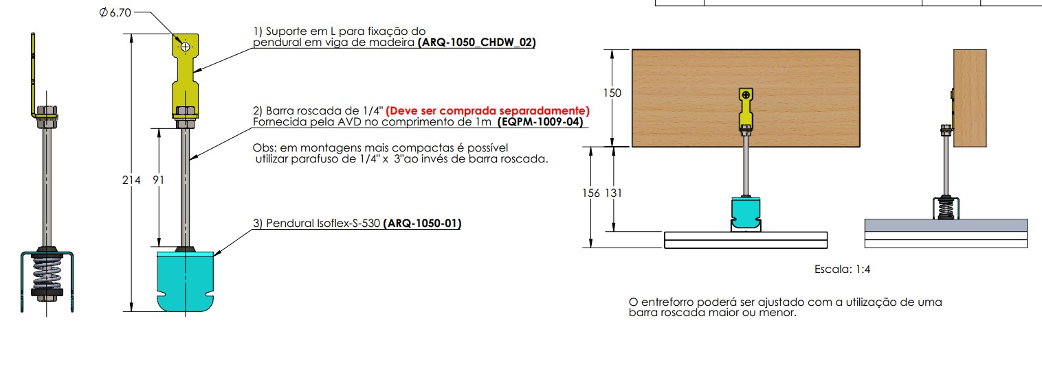 Isoflex-S-530-01-D Pendural para fixação em vigas de madeira ...