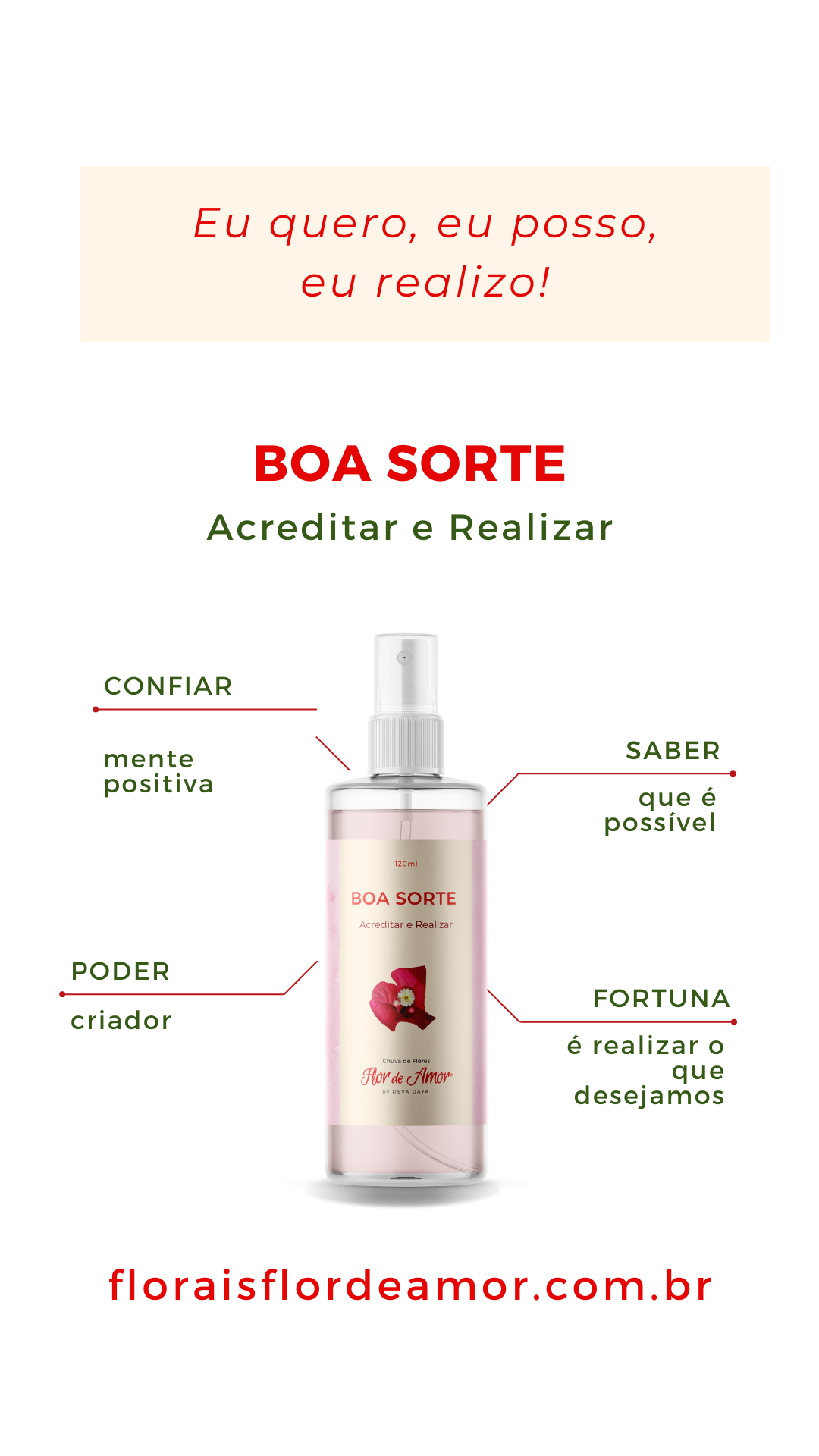 Aromaterapia Spray de Boa Sorte - Florais Flor de Amor
