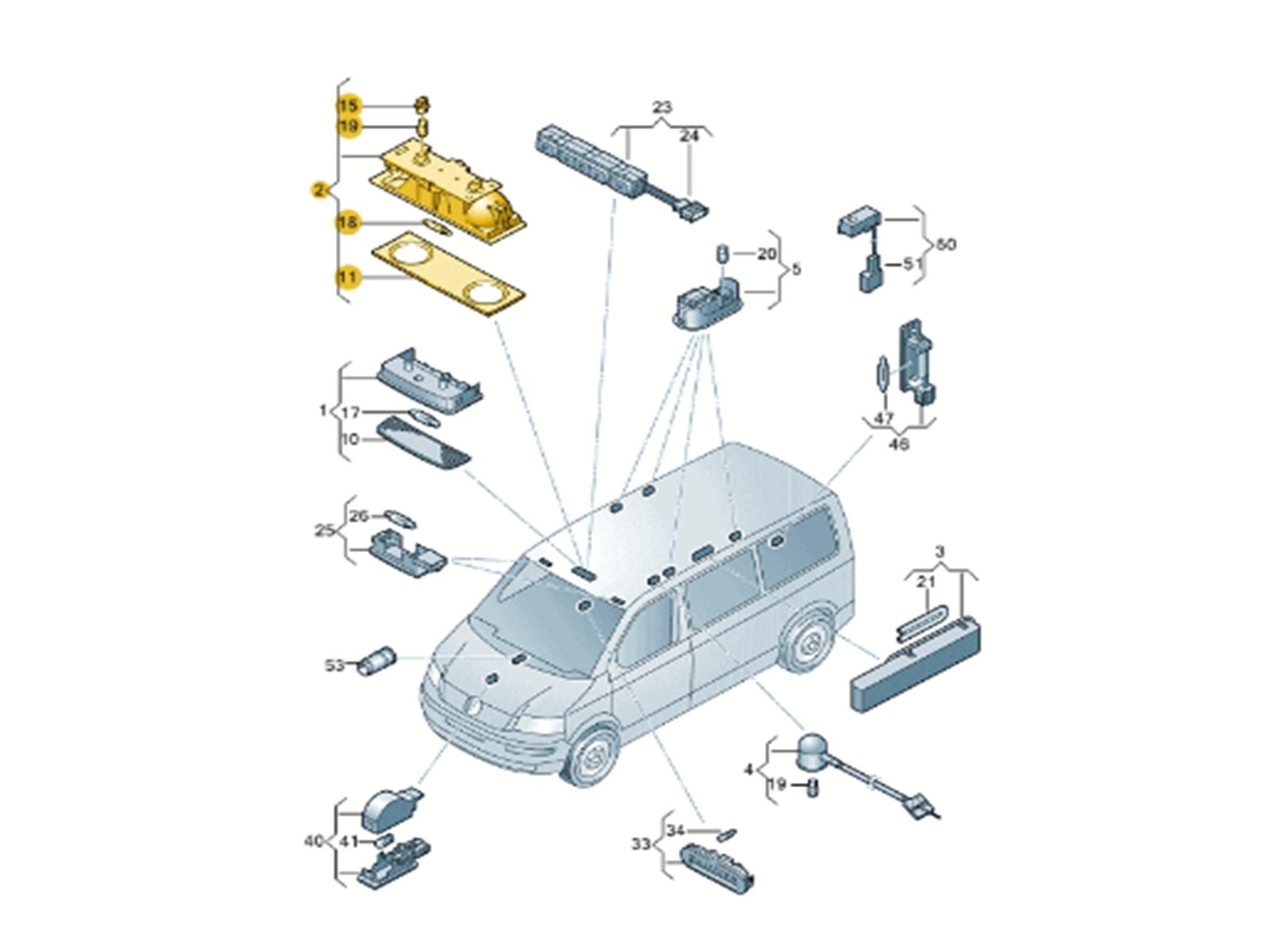 Luz Interna de Leitura VW Touareg Transporter 7L6947105A - G Santos ...