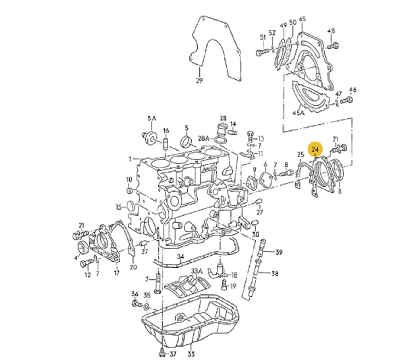 Retentor Trasei. VW A100 A4 A6 Caddy Golf Jetta 068103171F - GSANTOS ...