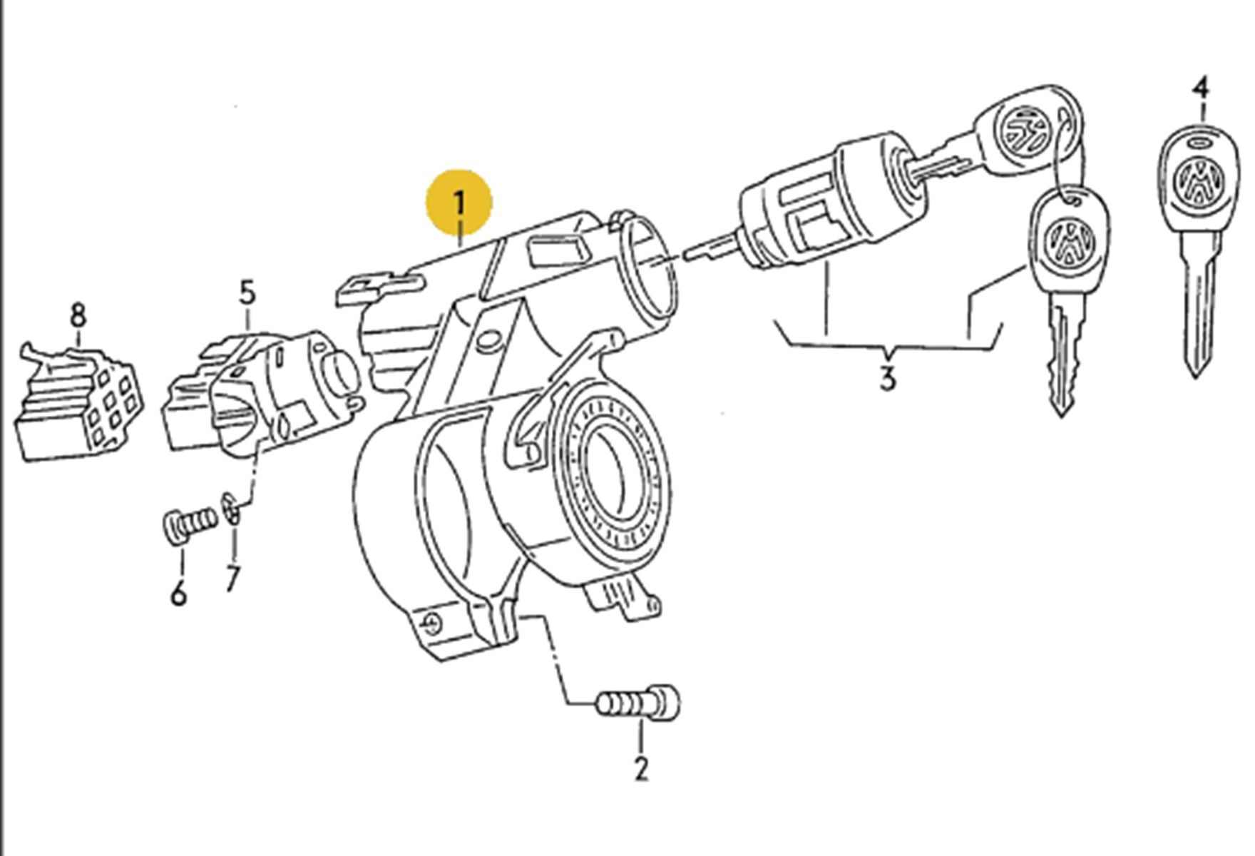 Trava Direção Bloq. Chave VW Golf Passat Polo 357905851E - GSANTOS ...