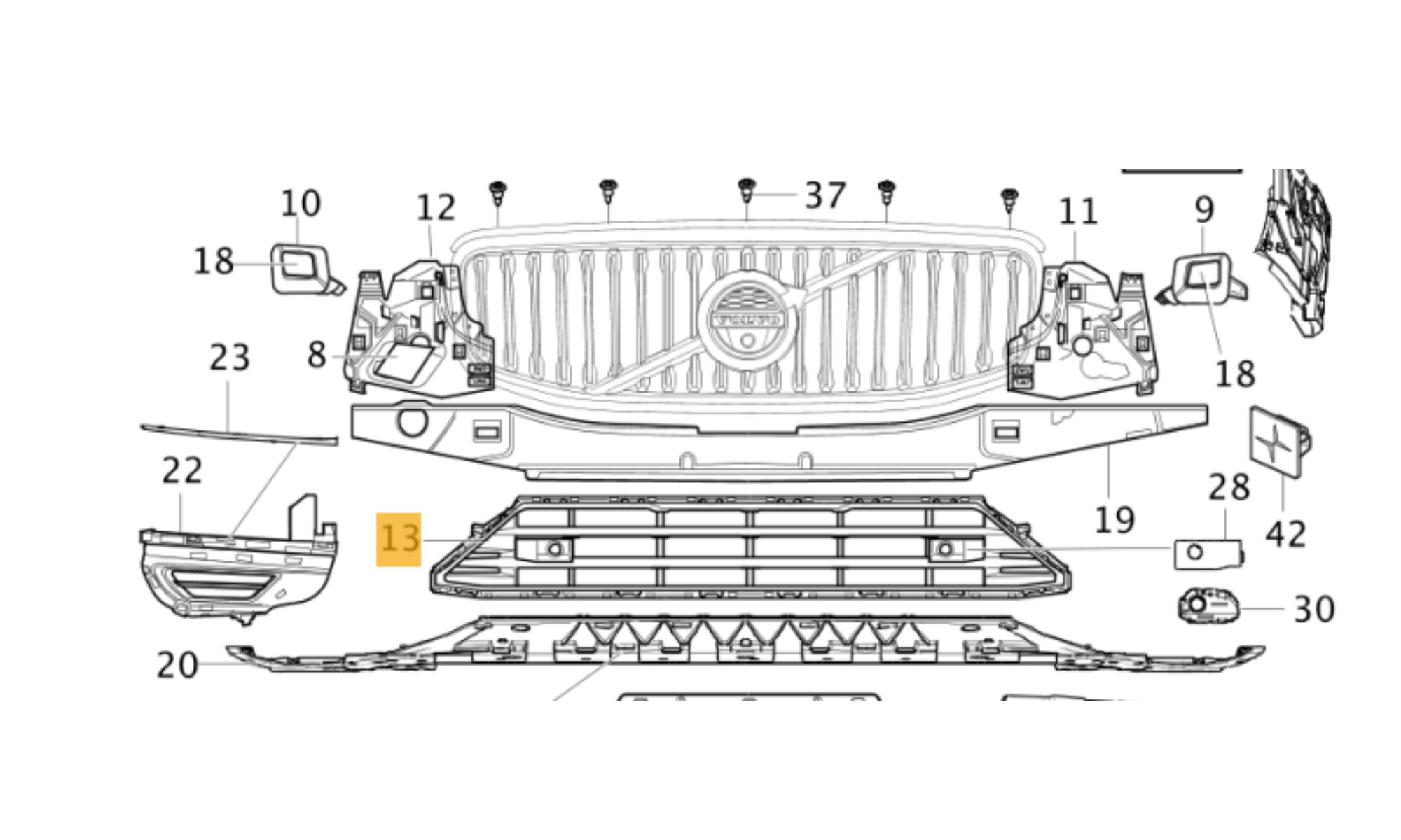 31425175 GRADE INFERIOR PARACHOQUE DIANTEIRO VOLVO XC60 2018 - G Santos ...
