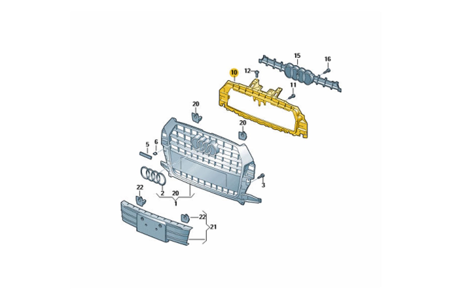 8U0853692C PLACA FECHO GRADE AUDI Q3 16>> - GSANTOS IMPORTADORA DE ...
