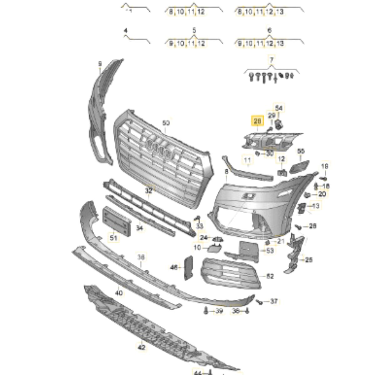 Sup direito do para-choque dianteiro Audi Q5 17/20 80A807096 - G Santos ...