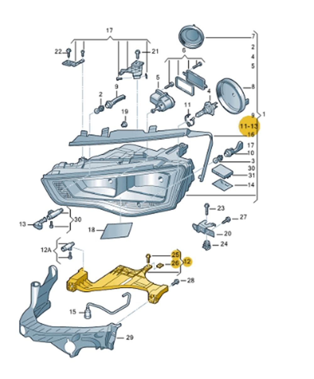 Base Farol Lado Direito Audi A5 a4 SPORTBACK 2012 2015 - 16 8T0941454D ...