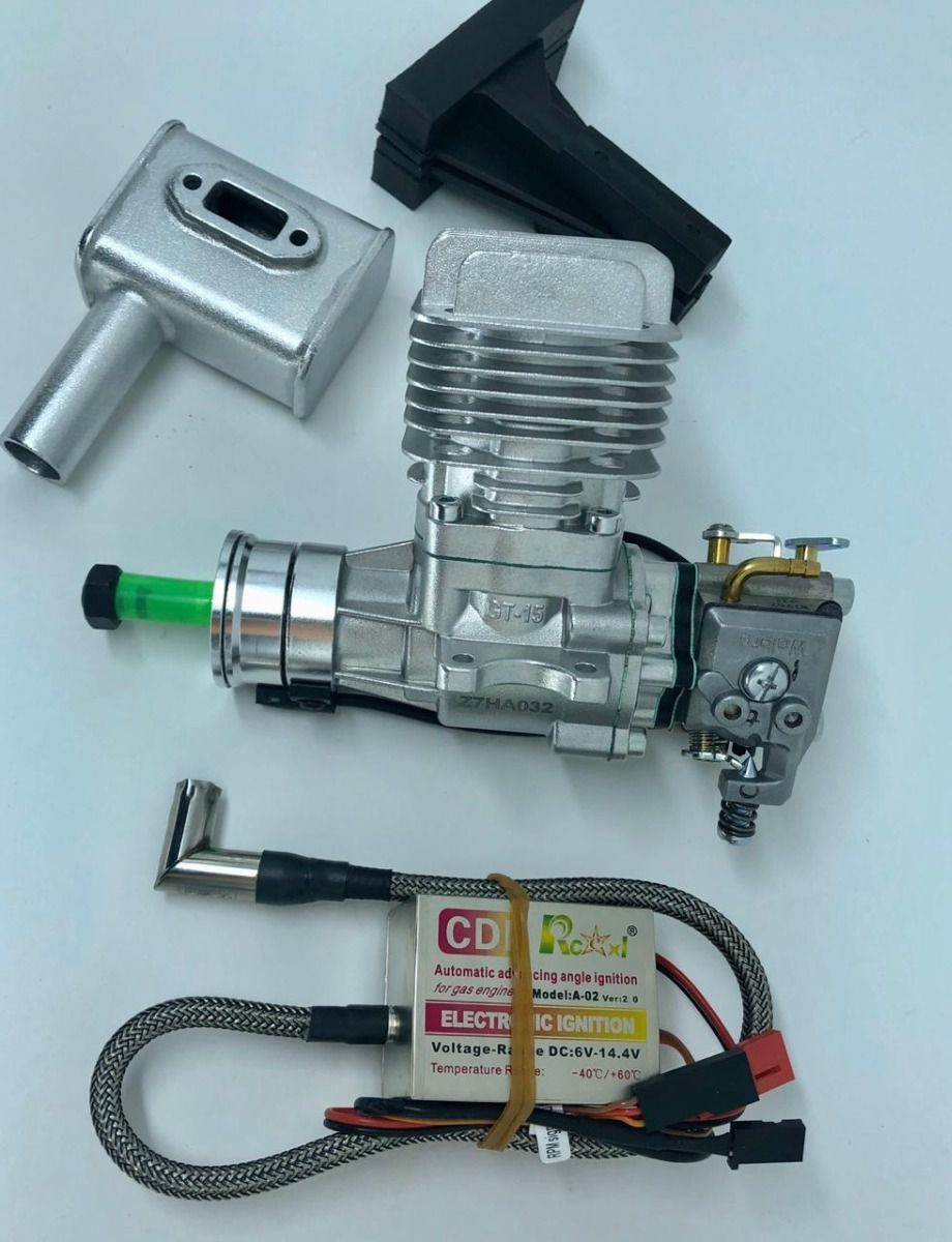 Motor RCGF 15cc Gasolina Escapamento Lateral - TM Hobbies - Modelismo