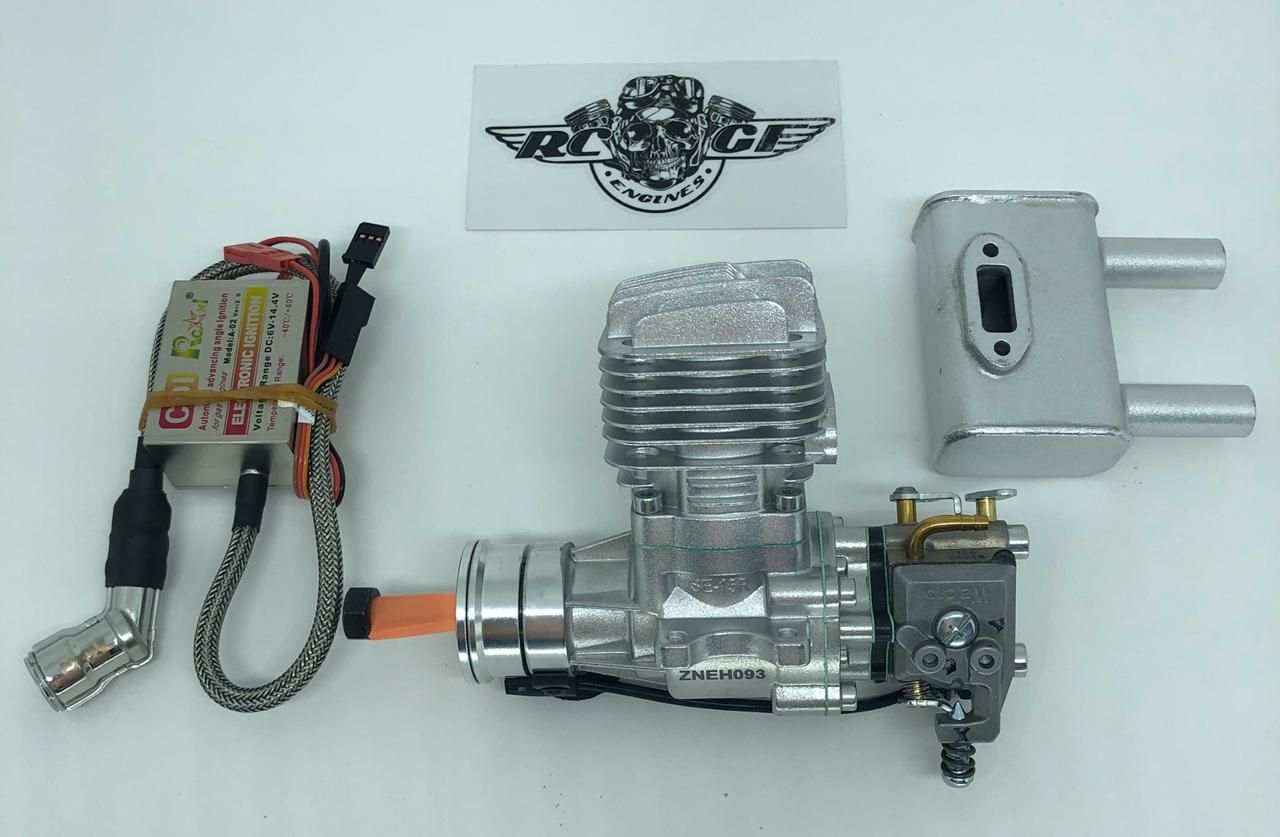 Motor RCGF 15cc 15RE Gasolina Escapamento Traseiro - TM Hobbies - Modelismo