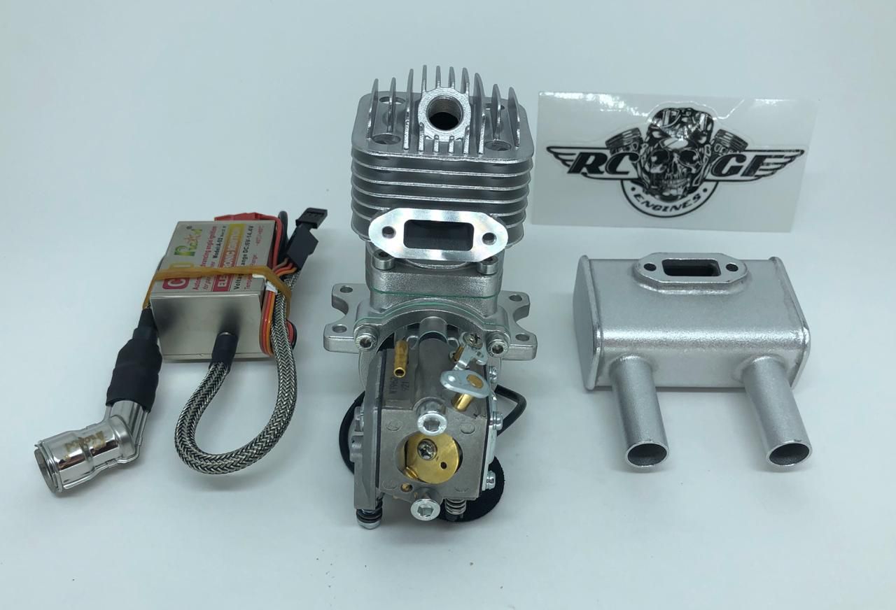 Motor RCGF 15cc 15RE Gasolina Escapamento Traseiro - TM Hobbies - Modelismo