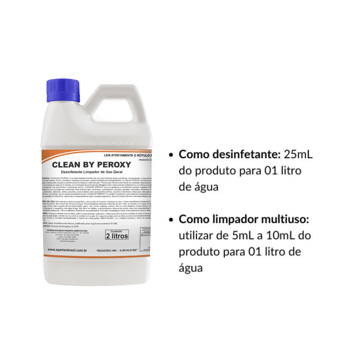CLEAN BY PEROXY 2 LITROS SPARTAN - Casa Limpa Produtos de Limpeza