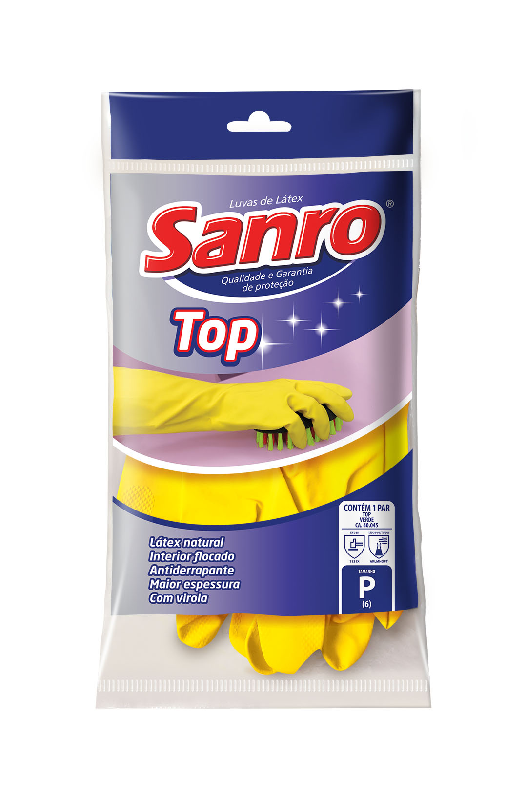 Luva top amarela Sanro P - Casa Limpa Produtos de Limpeza