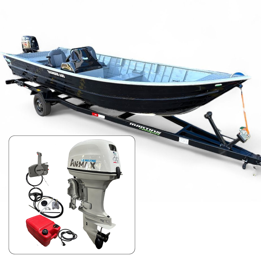 Barco Martinelli Thunder 600 + Anmax 40 HP 2T Rabeta 15" Power Trim Partida Elétrica Fat. PJ ...