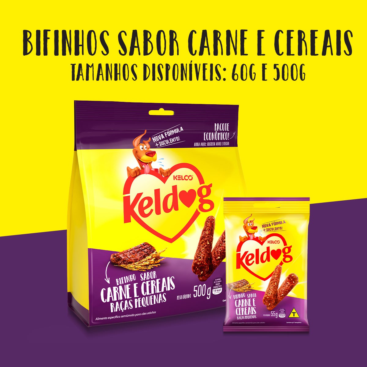 Bifinho Keldog Kelco Sabor Carne e Cereais para Cães de Raças Pequenas ...