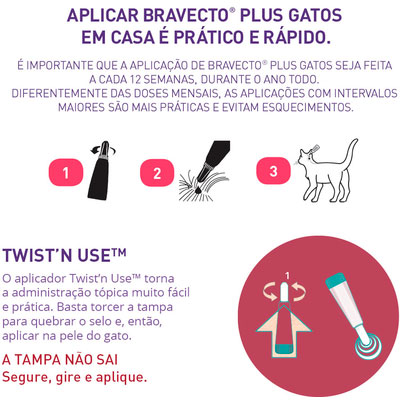 Antipulgas Bravecto Transdermal Plus MSD para Gatos de 6,25 a 12,5 Kg - 1 Pipeta de 1,79ml - Pet ...