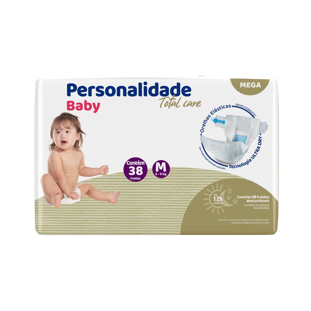 Fralda Personalidade Baby Total Care Mega (Orelhas Elásticas) 6 Pacotes ...