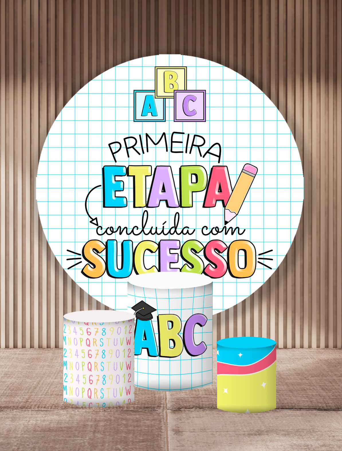 Kit Painel De Festa e Capas de Cilindro ABC Formatura Primeira Etapa ...