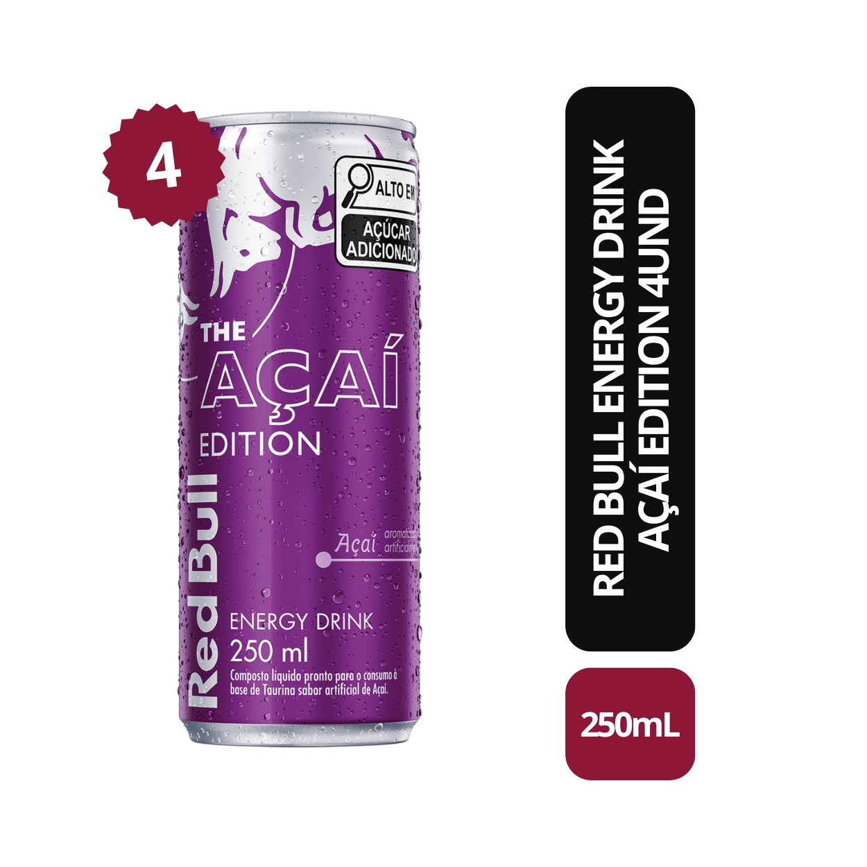 Energético Red Bull Energy Drink Açaí Edition 250 Ml 4 Latas