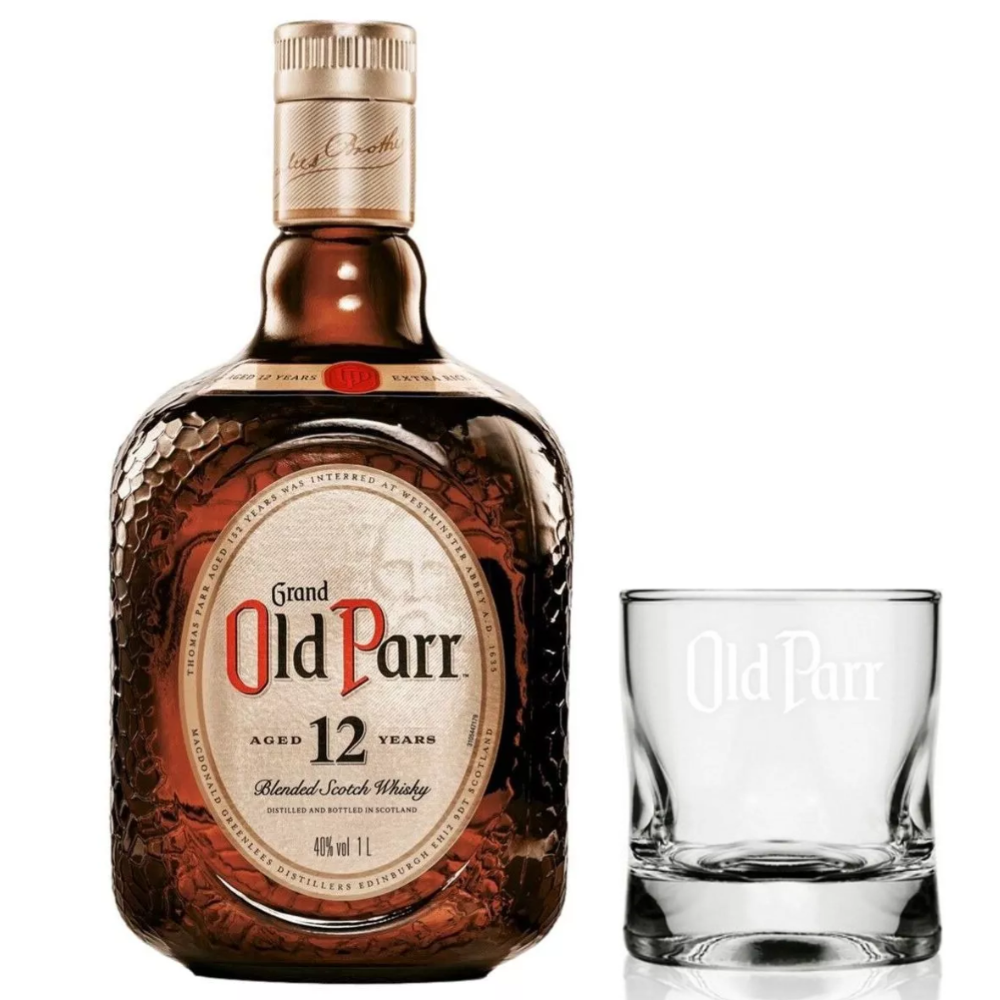 Whisky Old Parr 12 Anos - 1L + Copo De Vidro - Bebida In Box