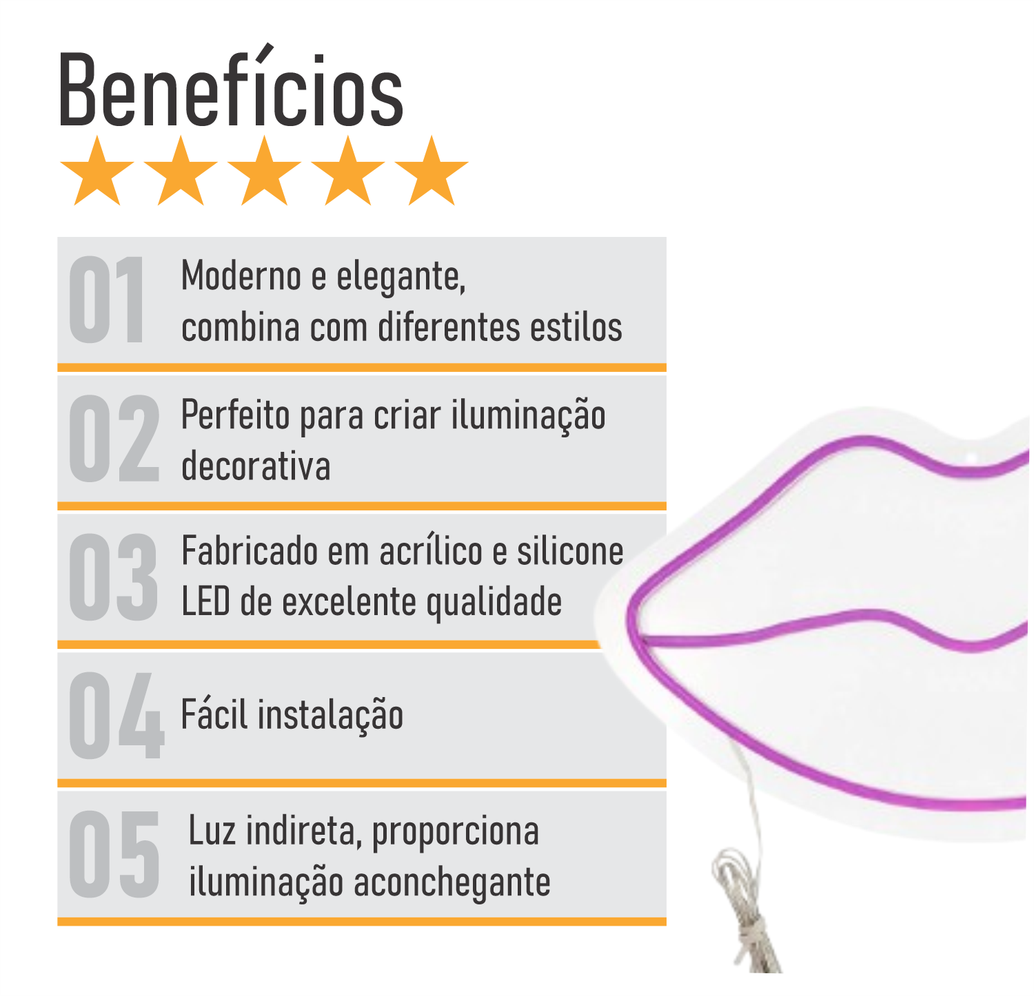 Painel Luminoso Letreiro Criativo BEIJO - Neon LED Roxo - Trybo Design ...