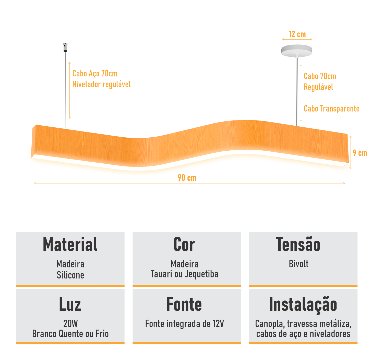 Lustre Madeira Grande Comprido Linear Z Slin 92cm - Trybo Design e ...