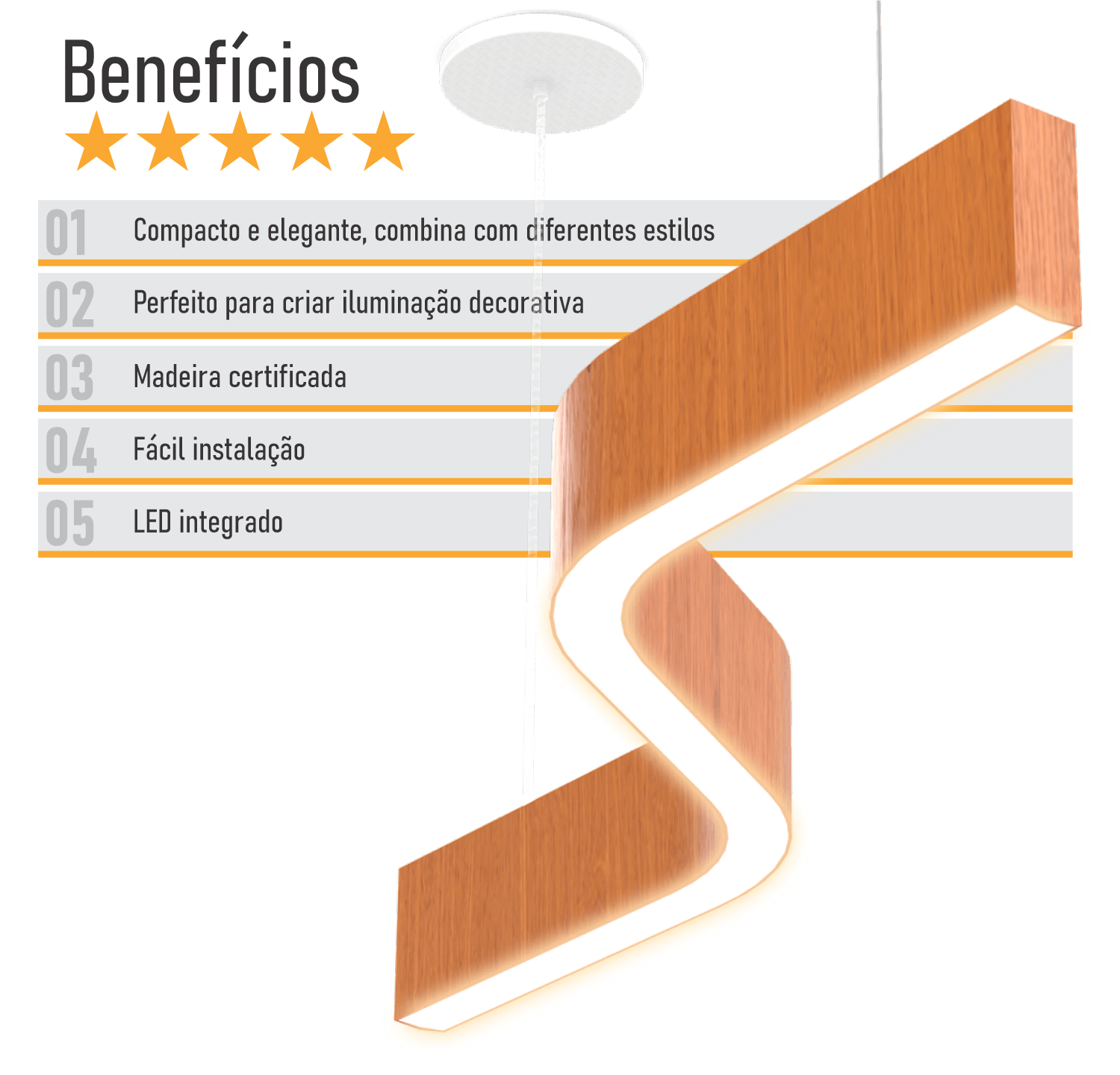 Lustre em Madeira SKN03 - Trybo Design e Iluminação