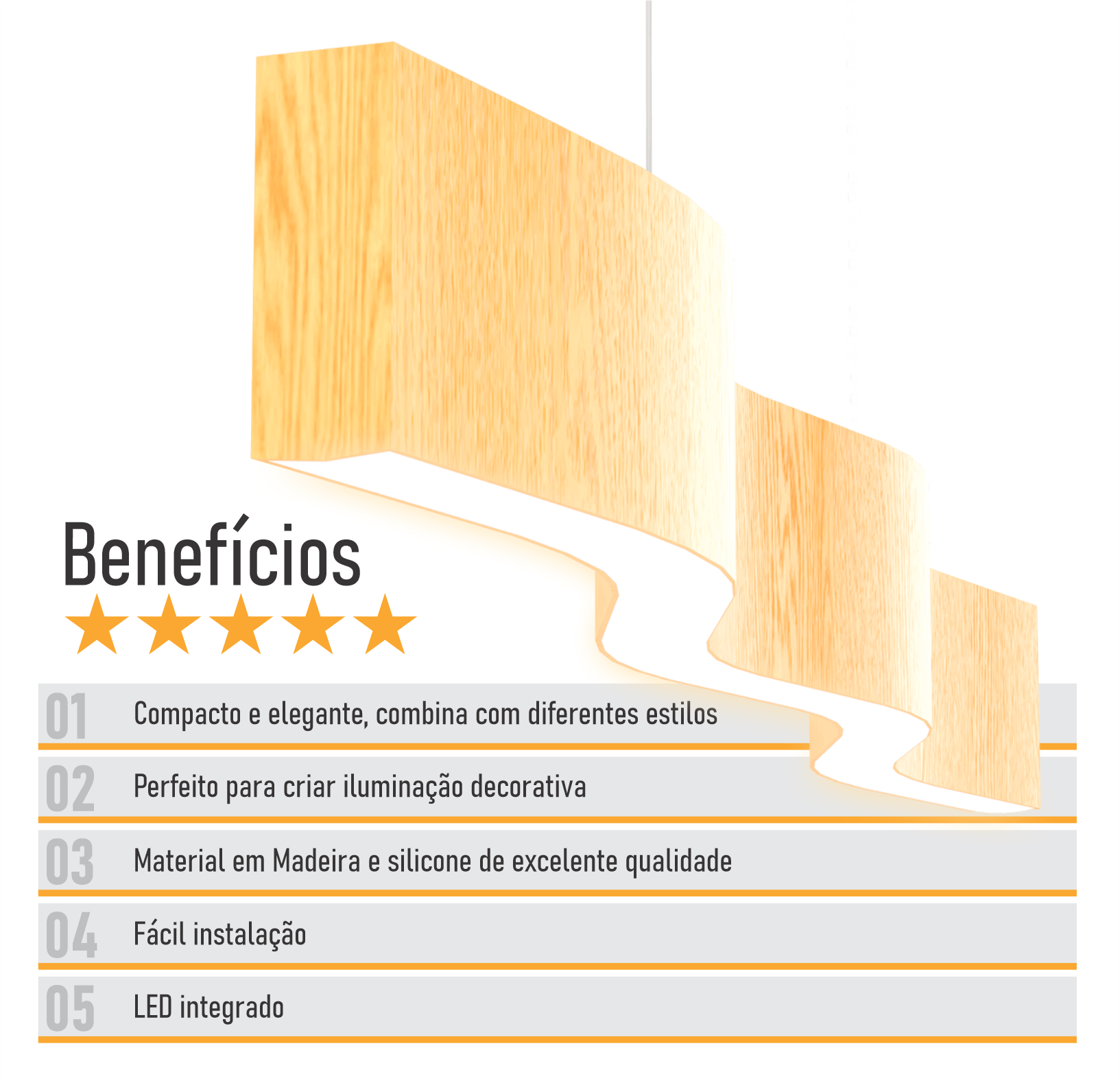 Lustre em Madeira SKN01 - Trybo Design e Iluminação