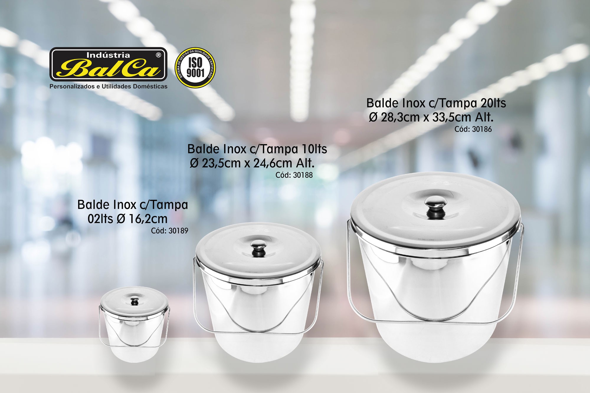 Balde Inox com Tampa 20 lts - Ind. BalCa - canecas personalizadas com ...