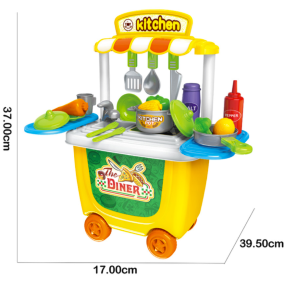 Kit Restaurante Mini Chef Faz de Conta 2 em 1 com Rodinhas Baby Style ...