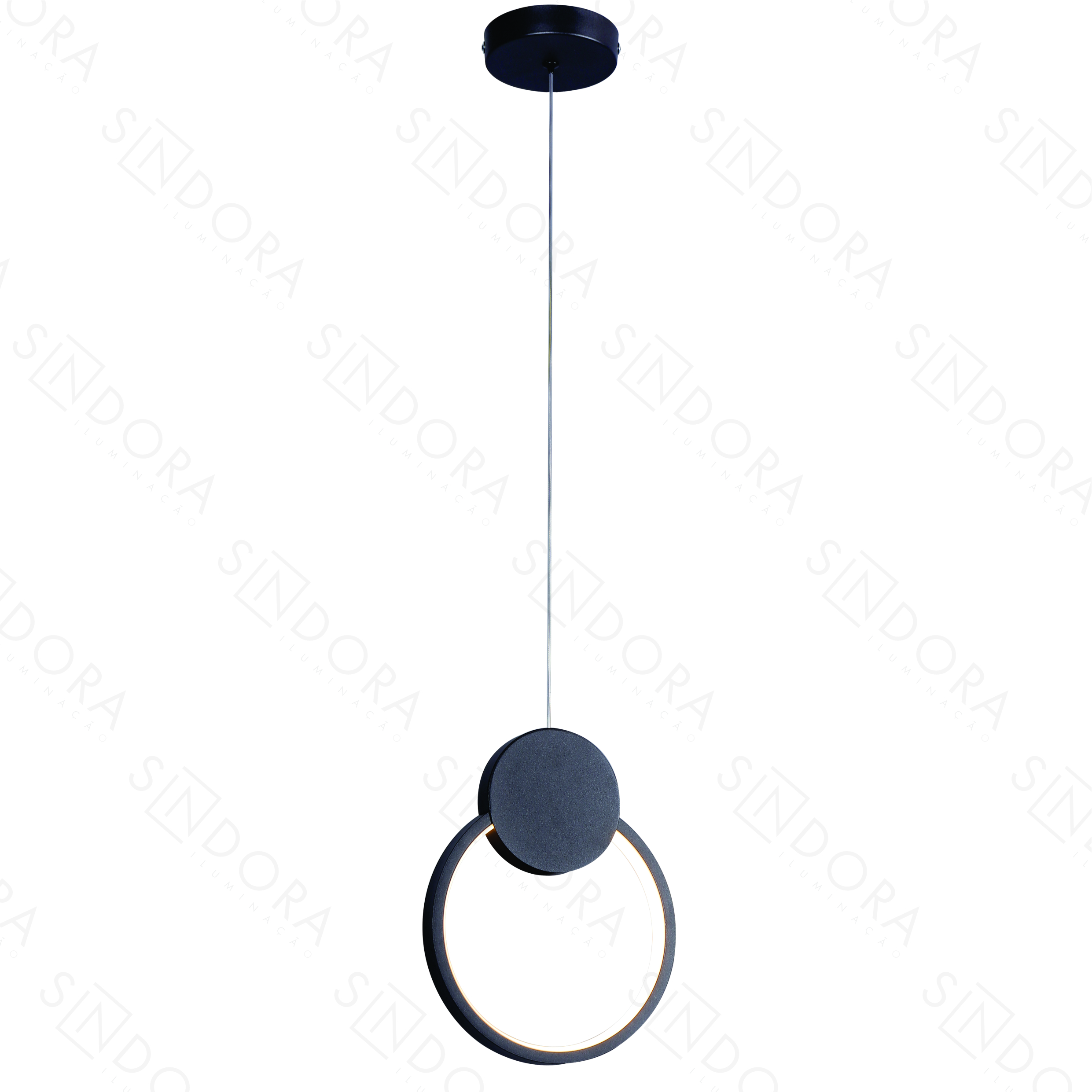 PENDENTE 26x20CM 12W 3000K 840LM BIVOLT METAL PRETO SILICONE CABO: 2M ...