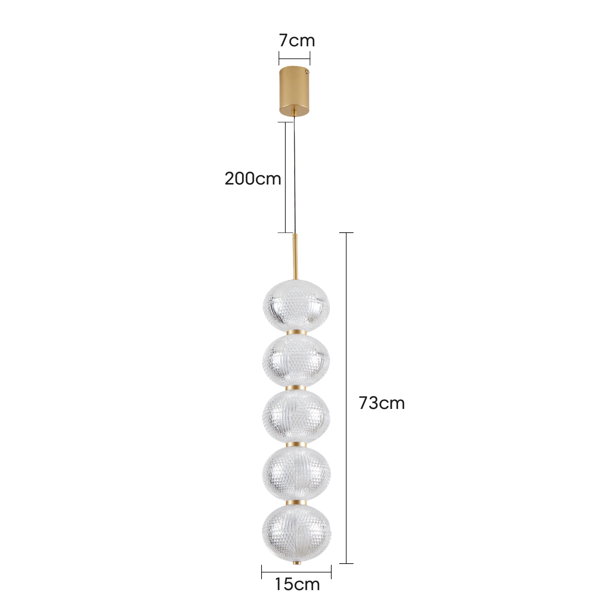 Pendente LED Luse 35W com 3 Globos Ouro Champagne 3000K Nordecor 2797 ...