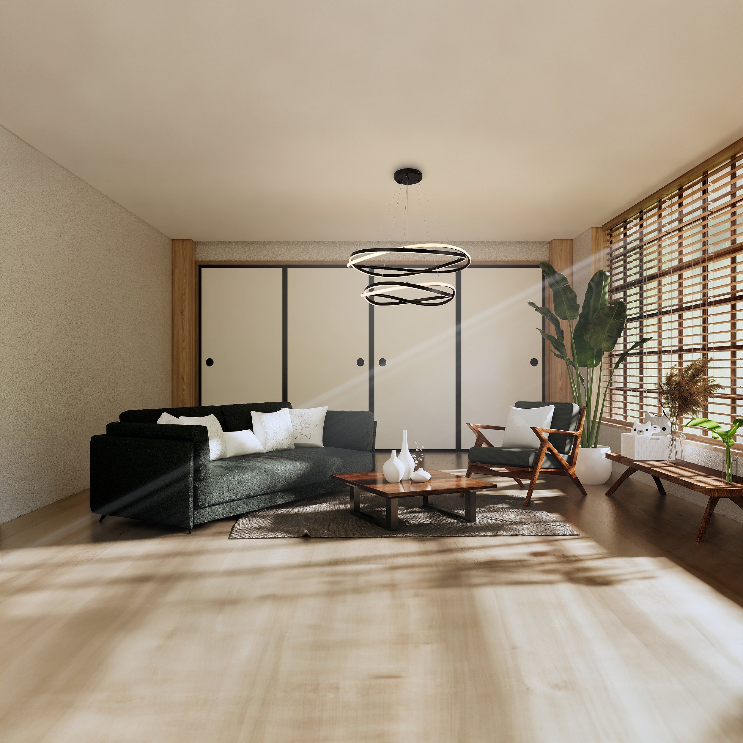 Pendente LED Euni Odi 135W Preto Elegante - Lampdecor - Lampdecor