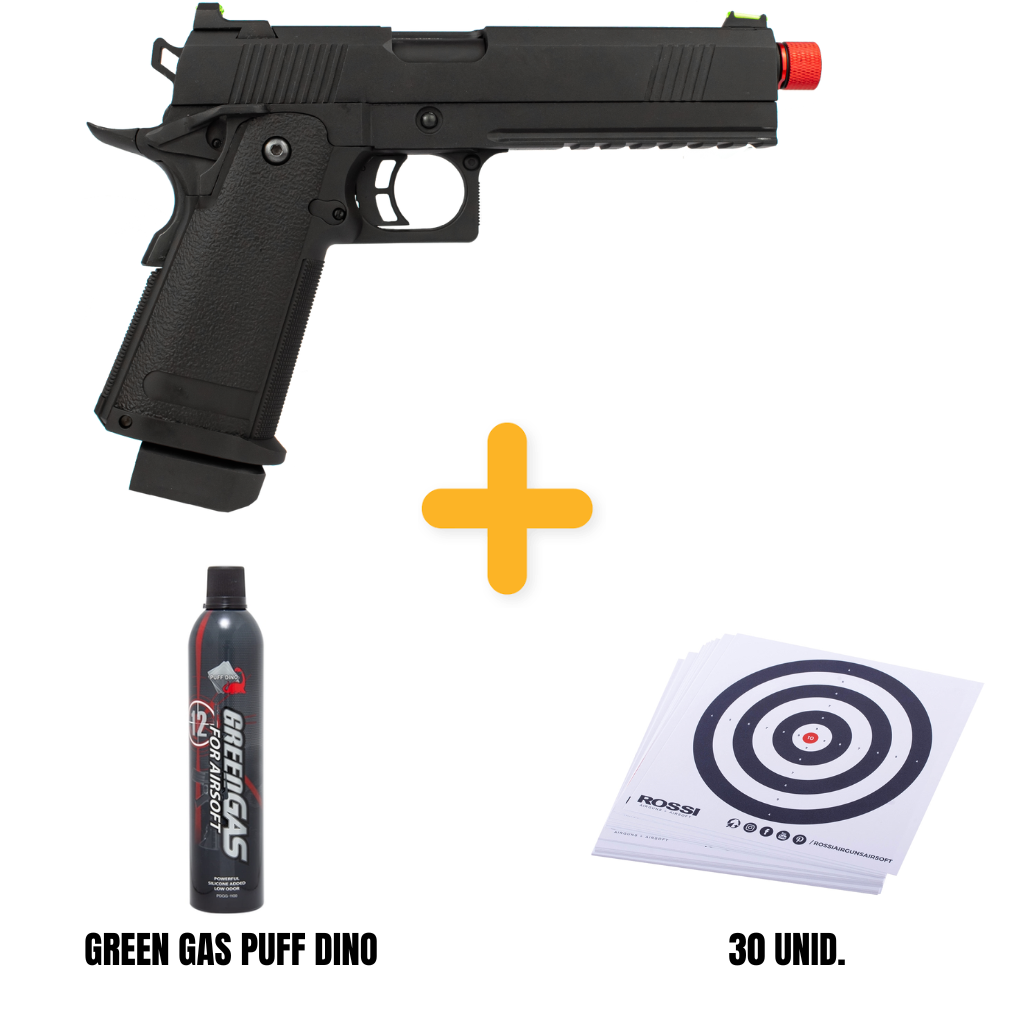 PISTOLA AIRSOFT 1911 BLACK DEVIL 5.1 HI-CAPA + ALVO + GREEN GAS PUFF DINO - BRAVUS AIRSOFT - A ...