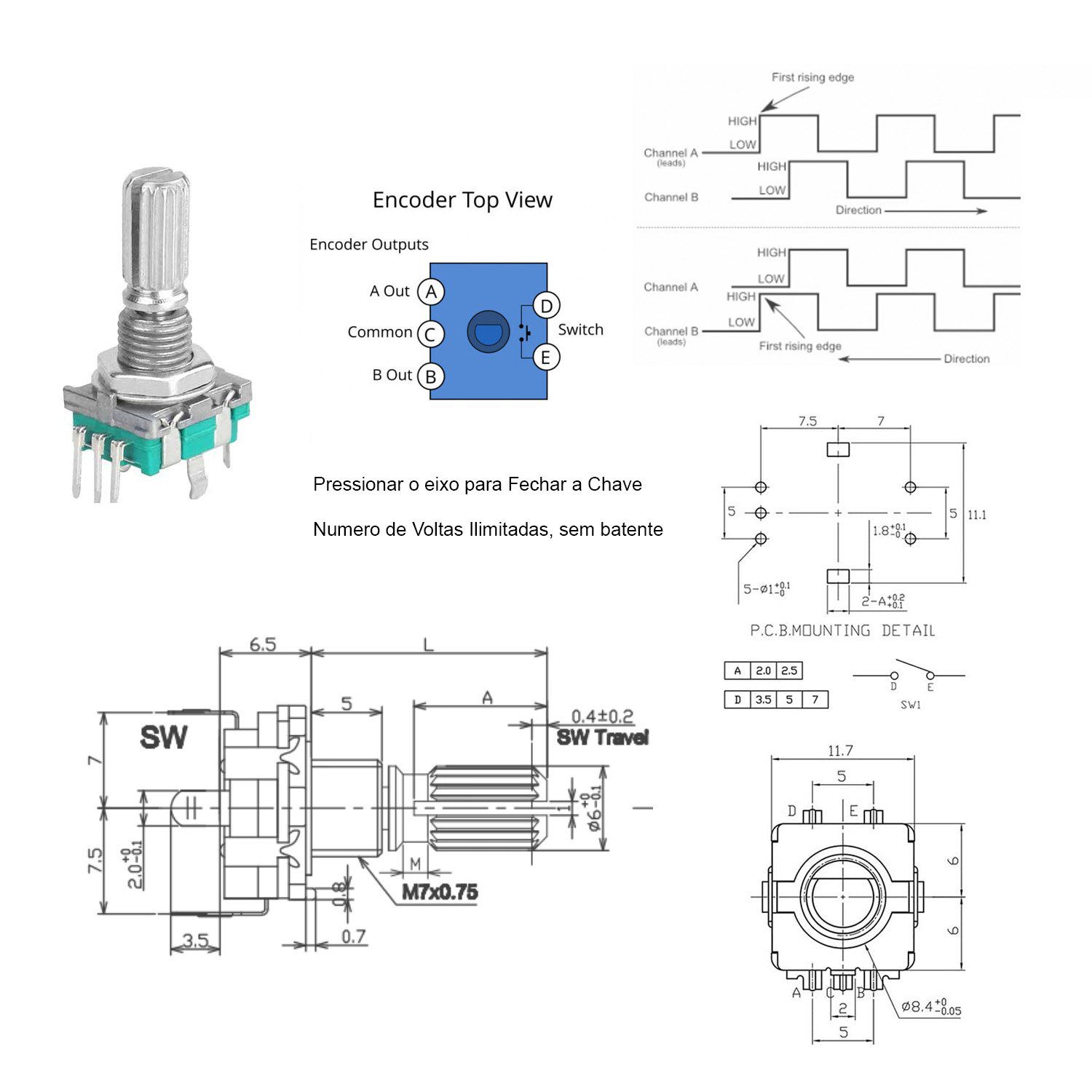 Encoder Rotativo Com Chave 5 Terminais Potenciômetro Digital - ON ELETRICA - Melhores Produtos ...