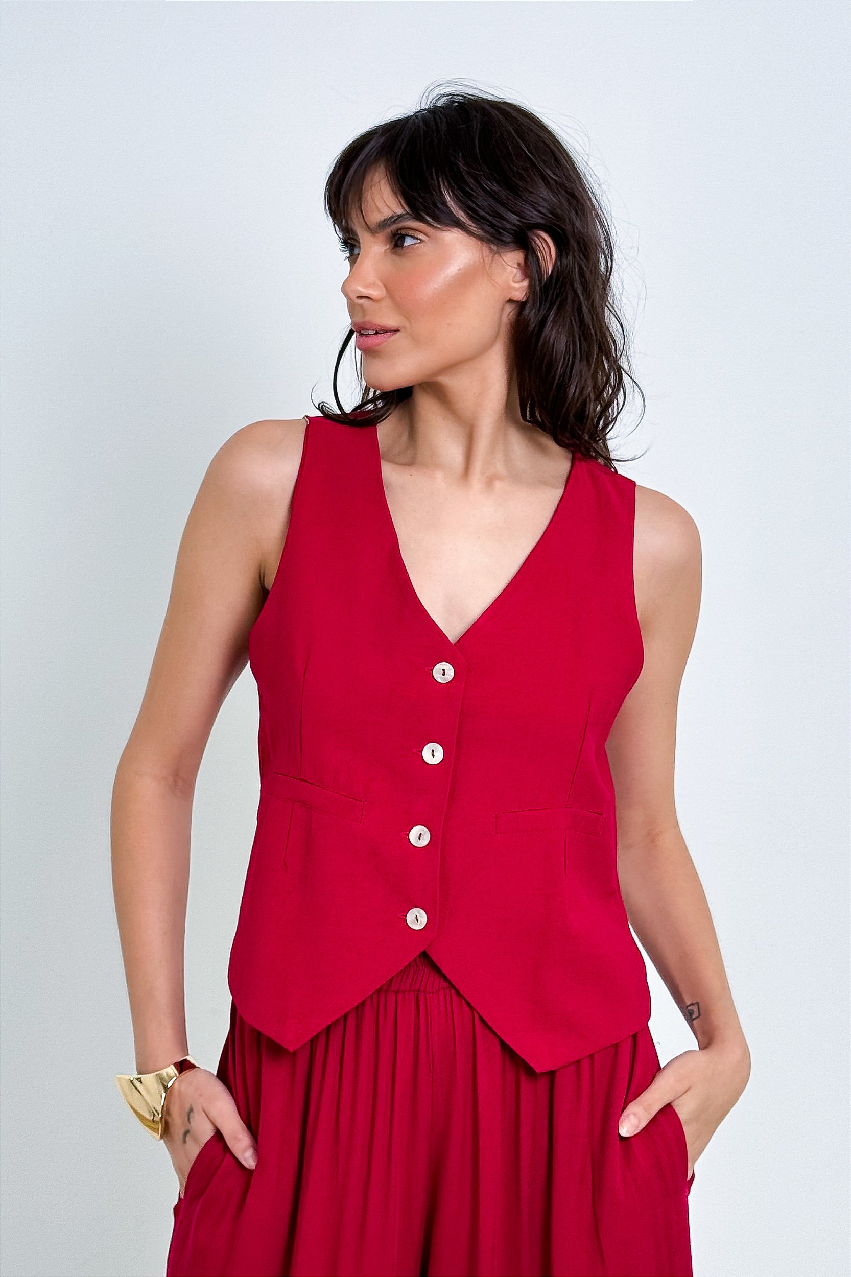 Colete Liso Color Botões - Zás! Loja