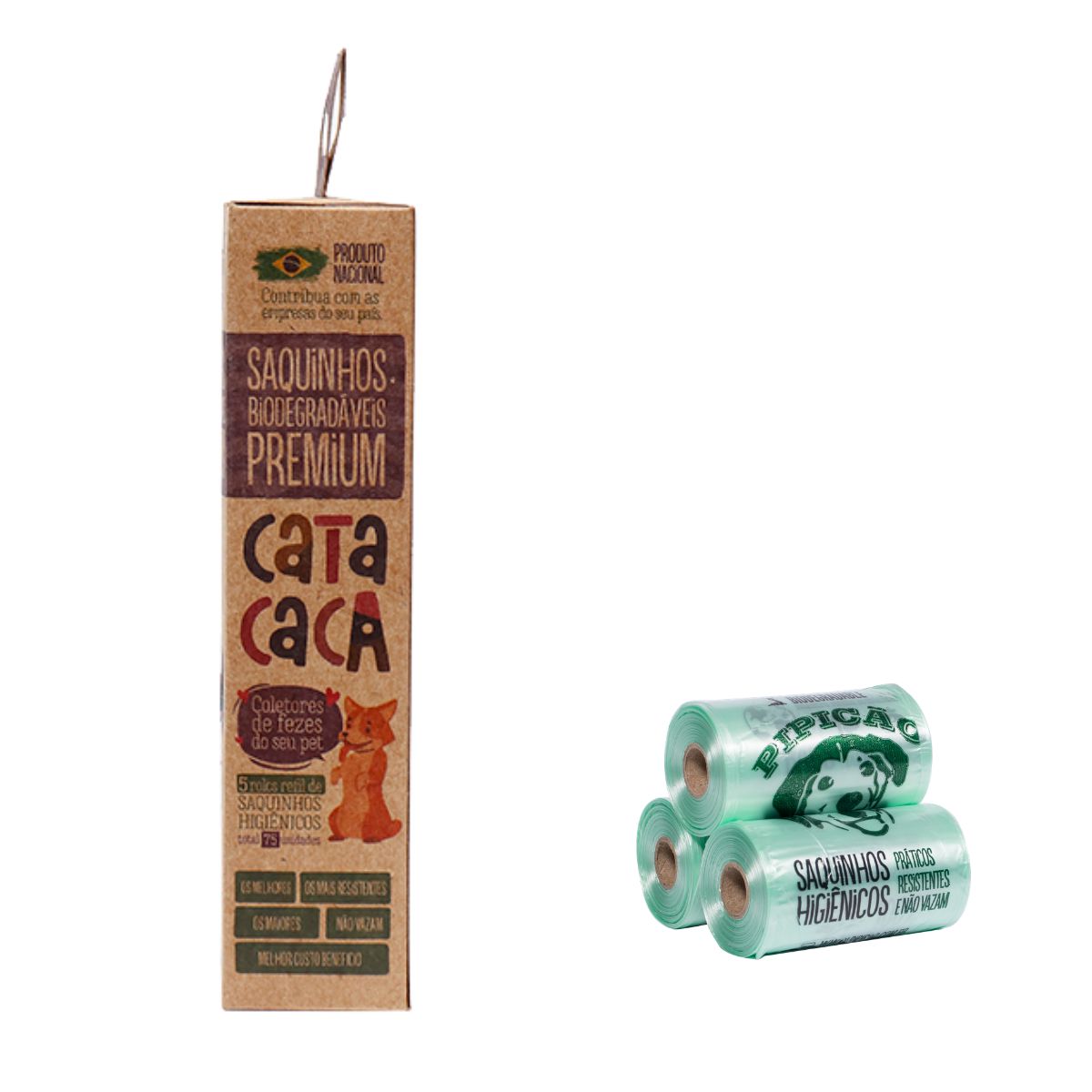 Kit 5 Rolinhos de Saquinhos Biodegradáveis Cata Caca Refil - Pipicao ...