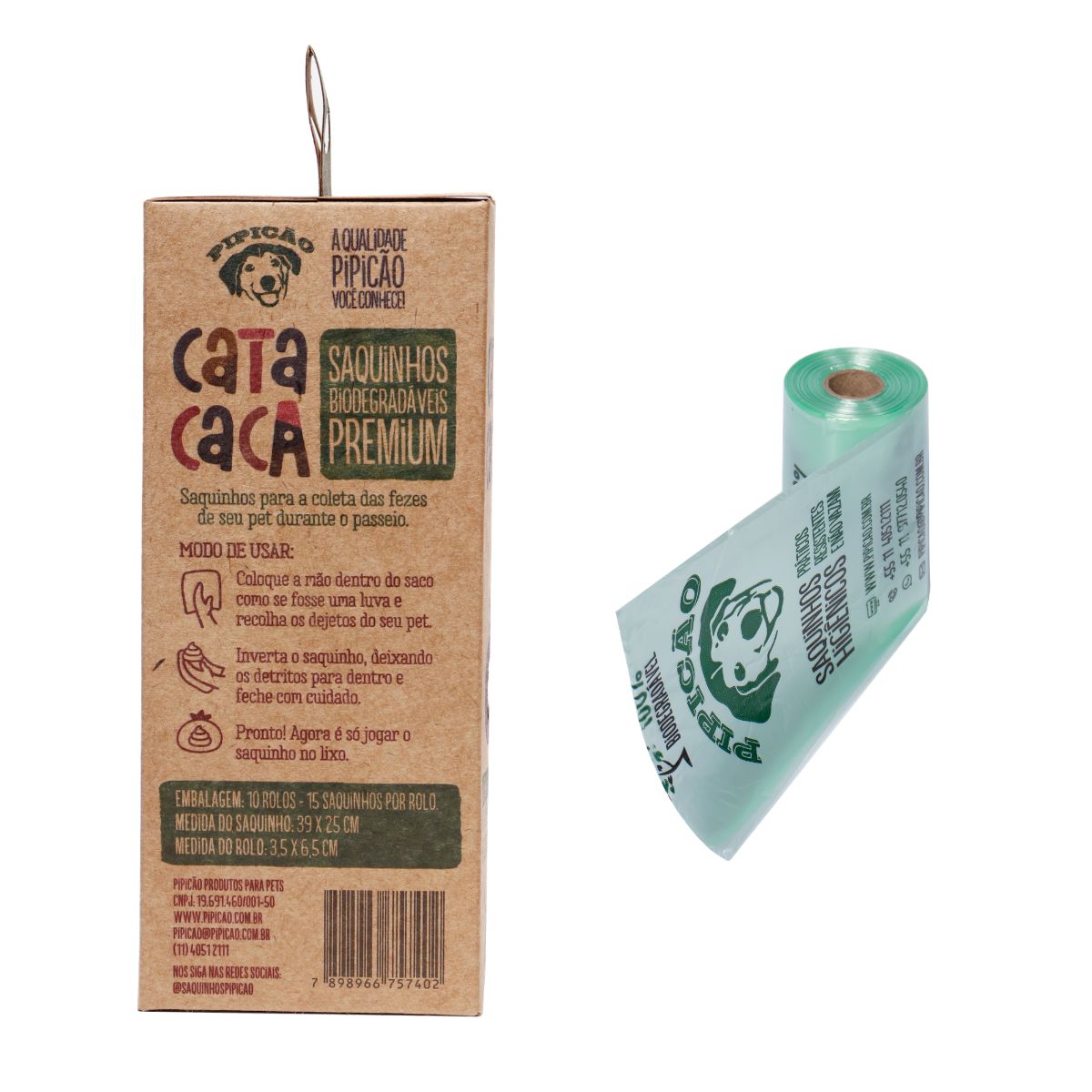 Kit 10 Rolinhos de Saquinhos Biodegradáveis Cata Caca Refil - Pipicao ...