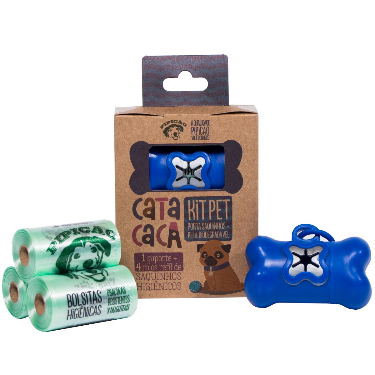 Kit Higiênico Porta Cata Caca Azul Escuro Com 4 Rolos de Saquinhos ...