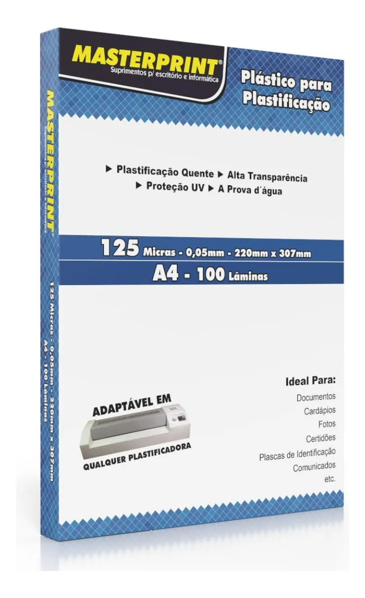 Polaseal Plástico para Plastificação A4 Masterprint com 100 unidades ...