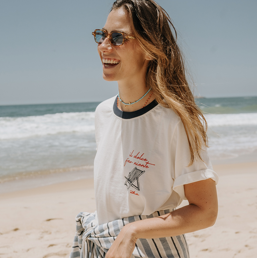 T-shirt Cadeira Azul Anas - Rasteiras, Sandálias e Bolsas - ANAS