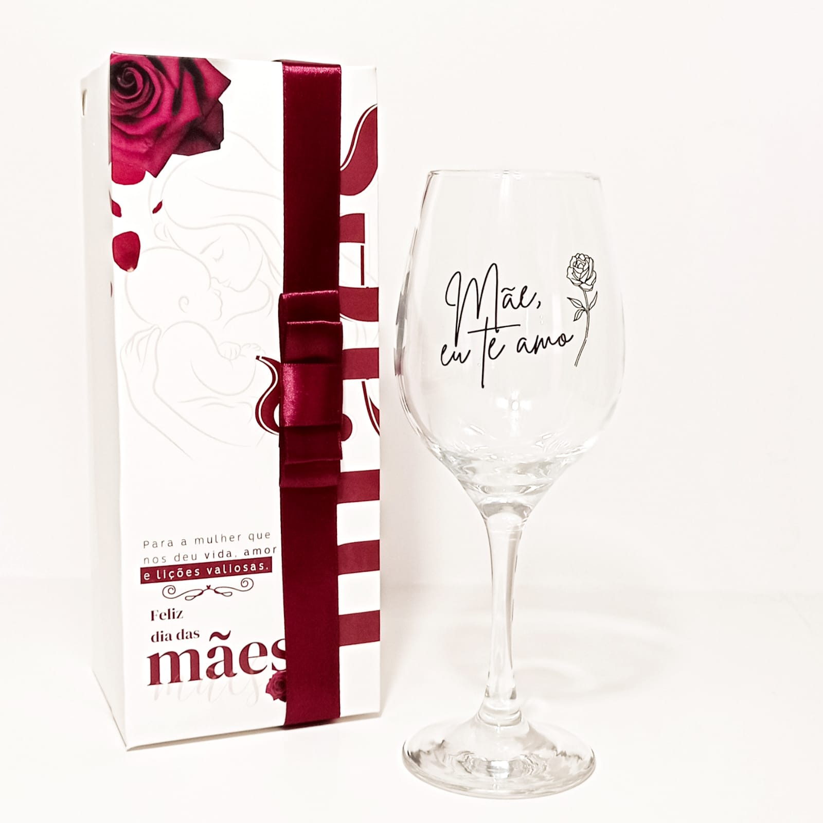 Dia das Mães - Taça Barone Vinho + Caixa presente Mãe Te Amo - O brinde ...