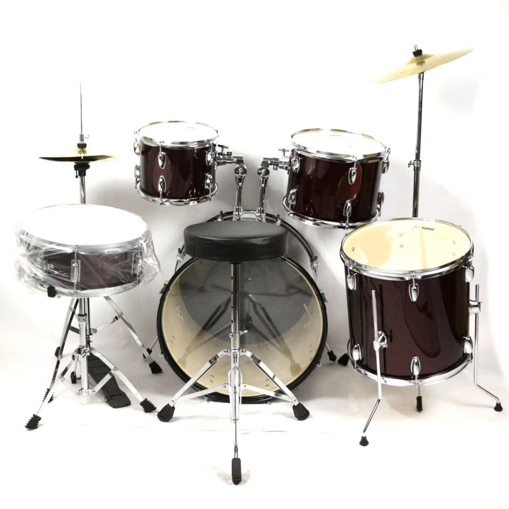Bateria Pro Fire Bumbo 20 Vinho Ferragem cromada completa - Loja de Instrumentos Musicais São ...