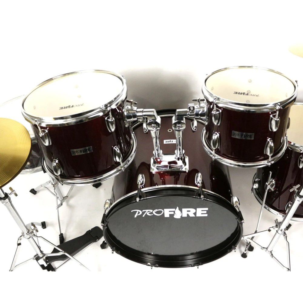 Bateria Pro Fire Bumbo 20 Vinho Ferragem cromada completa - Loja de Instrumentos Musicais São ...