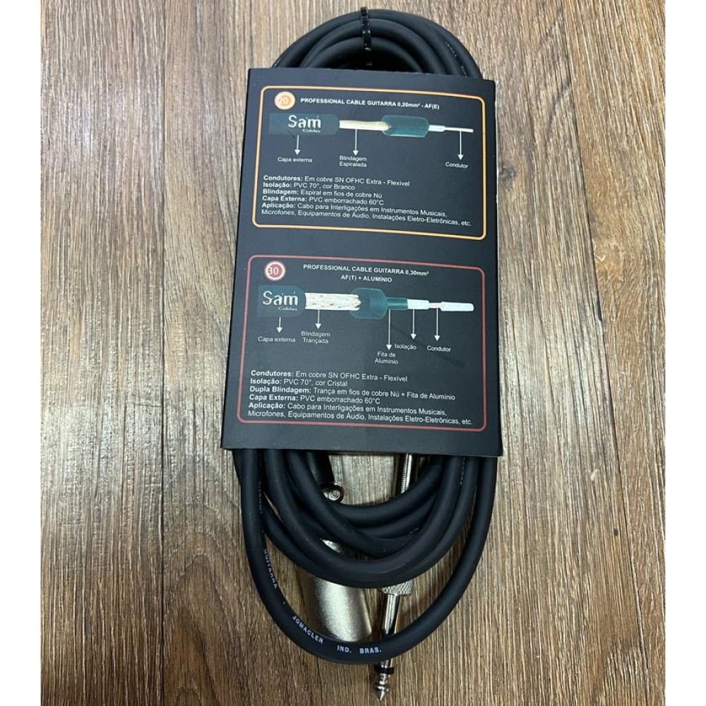 Cabo xlr Macho x P10 3 metros Sam Cables - Loja de Instrumentos ...