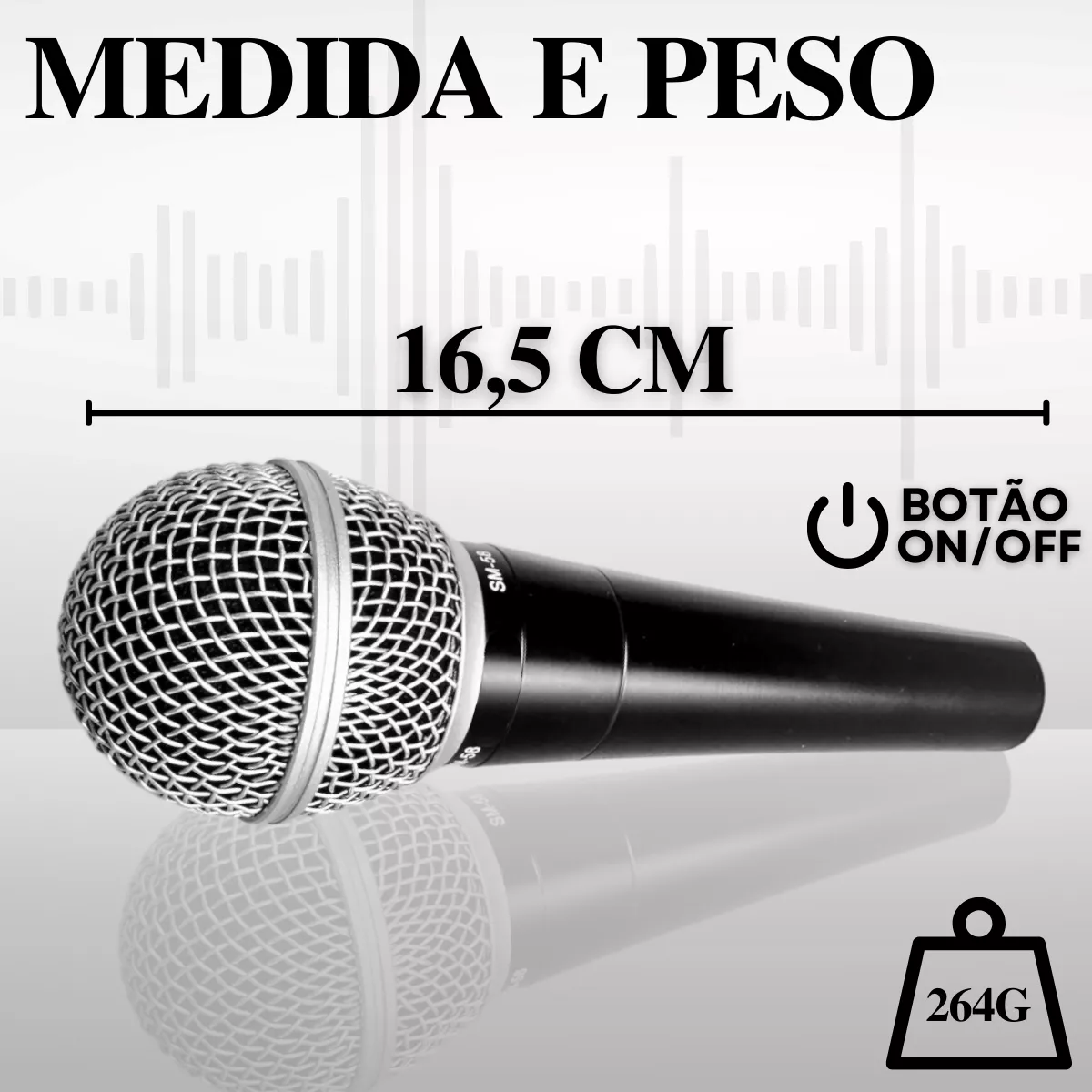 Microfone Sm58 com fio profissional metal + cabo + bag - Loja de ...
