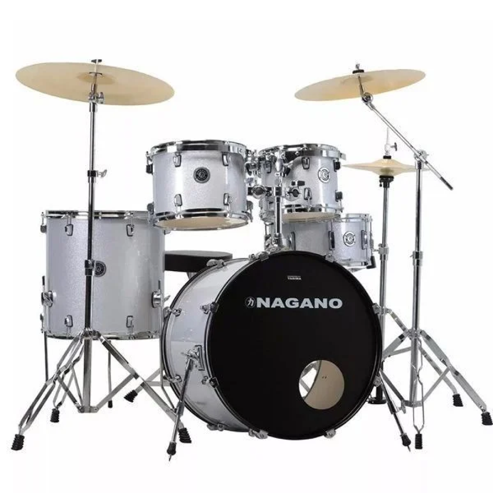 Kit Bateria Nagano Garage Fusion 20 Bumbo 20 Prata Grey Sparkle + Crash ...