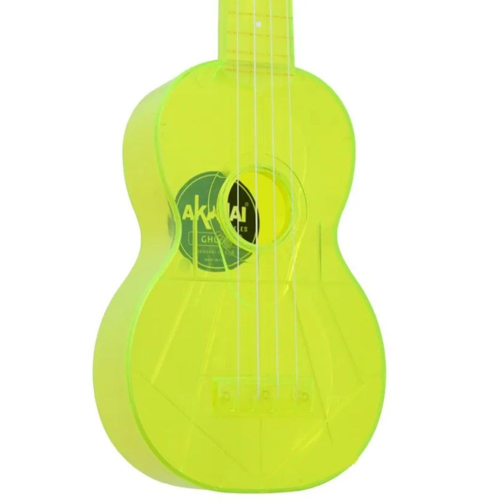 Ukulele Ghost verde neon transparente Soprano Akahai capa - Loja de ...