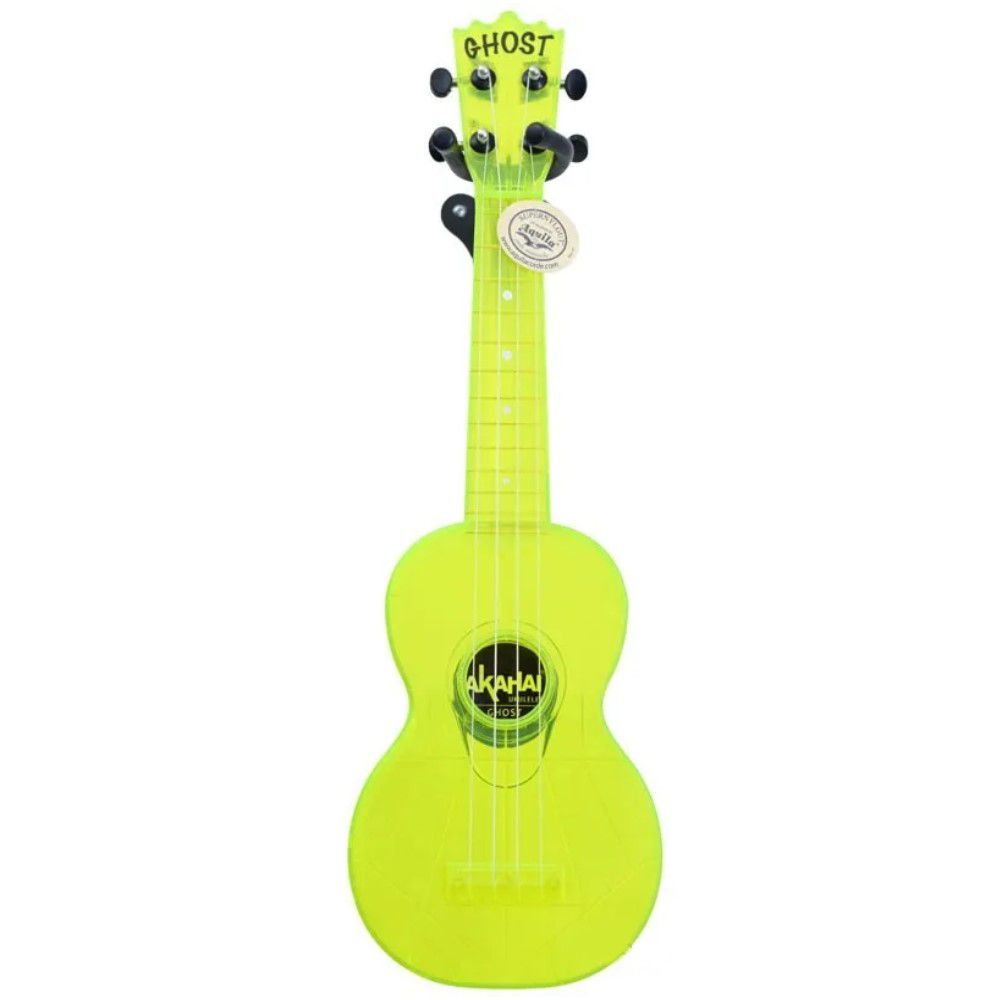 Ukulele Ghost verde neon transparente Soprano Akahai capa - Loja de ...