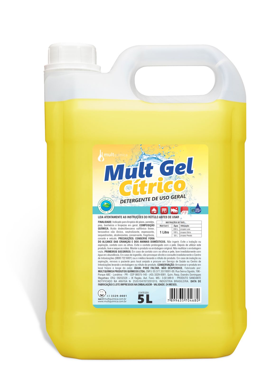 Mult Gel (detergente concentrado) 5 litros - Canaveral Itajaí