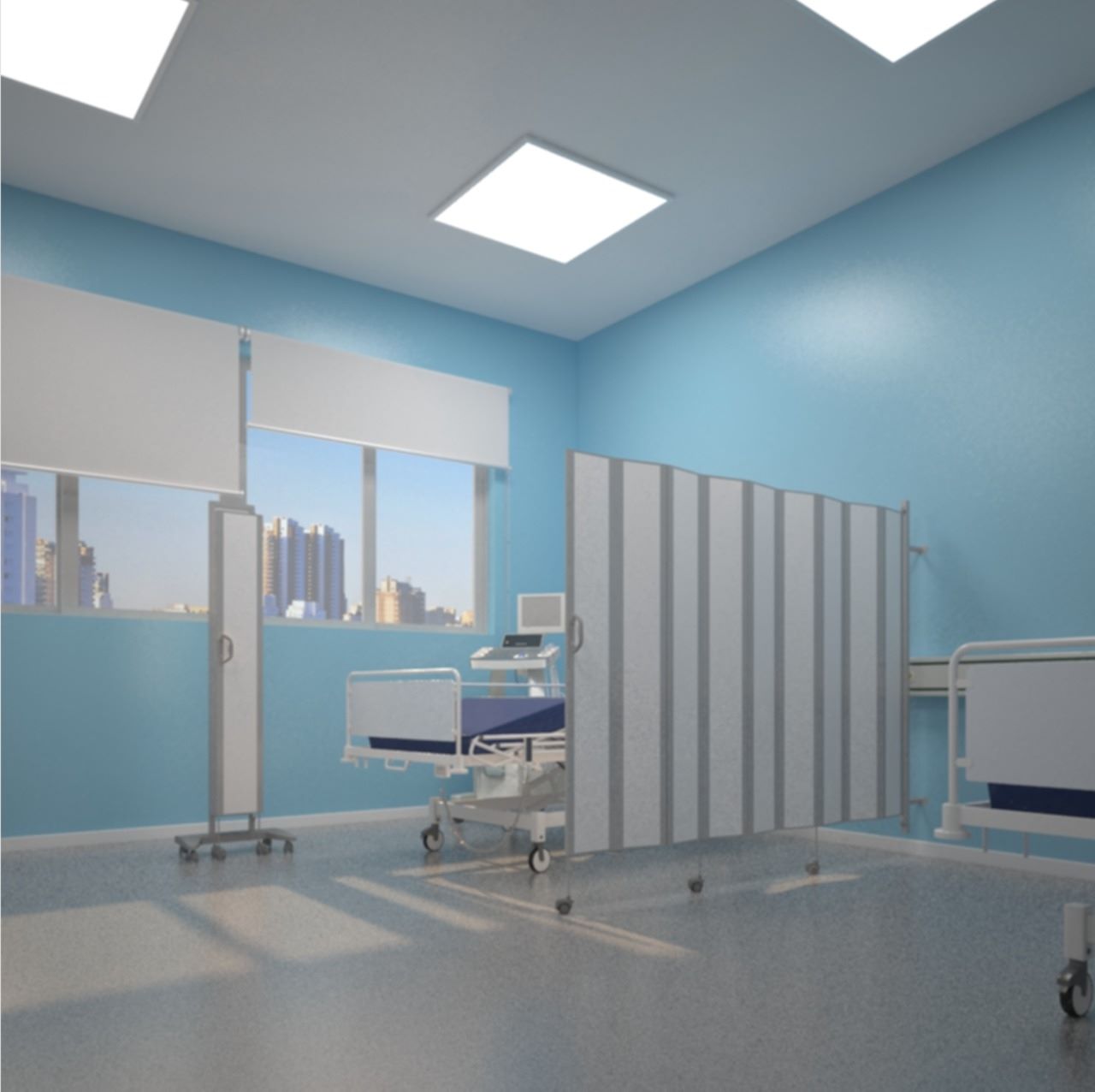 Biombo Sanfonado Hospitalar PVC Base Fixa 1,60m | Digital Hospitalar - Digital Hospitalar ...