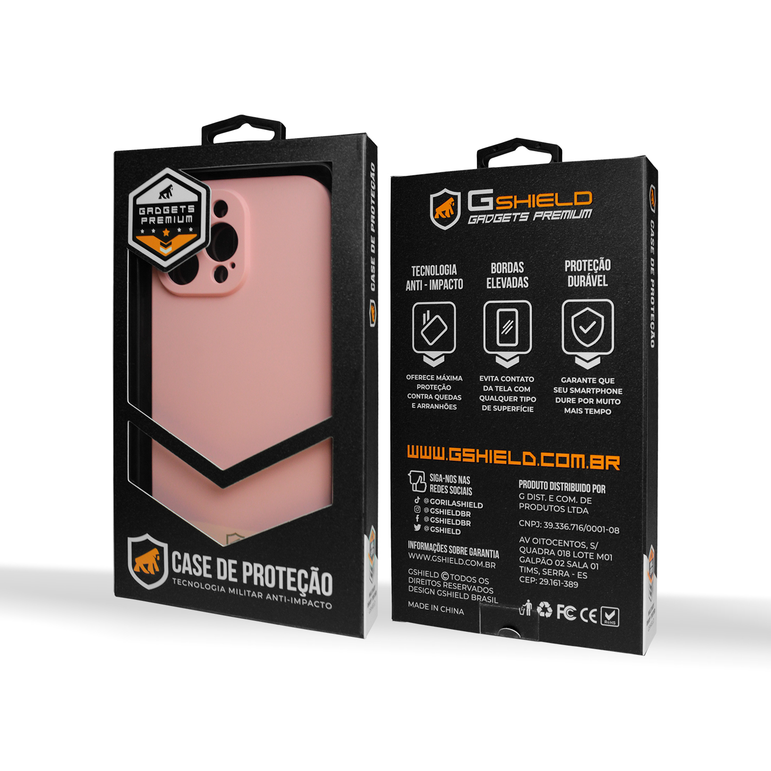 Capa Silicon Premium - APPLE / SAMSUNG - Preta / Rosa - Gshield ...