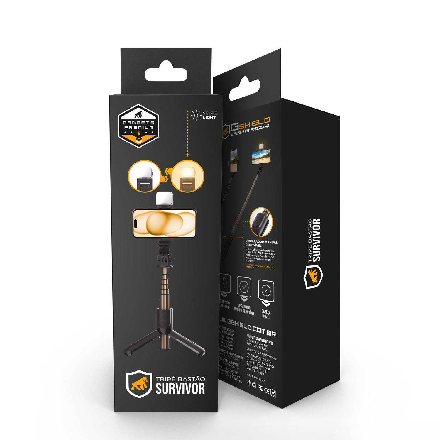 Tripé Bastão Survivor com Selfie Light | Atacado Gshield - Atacado ...